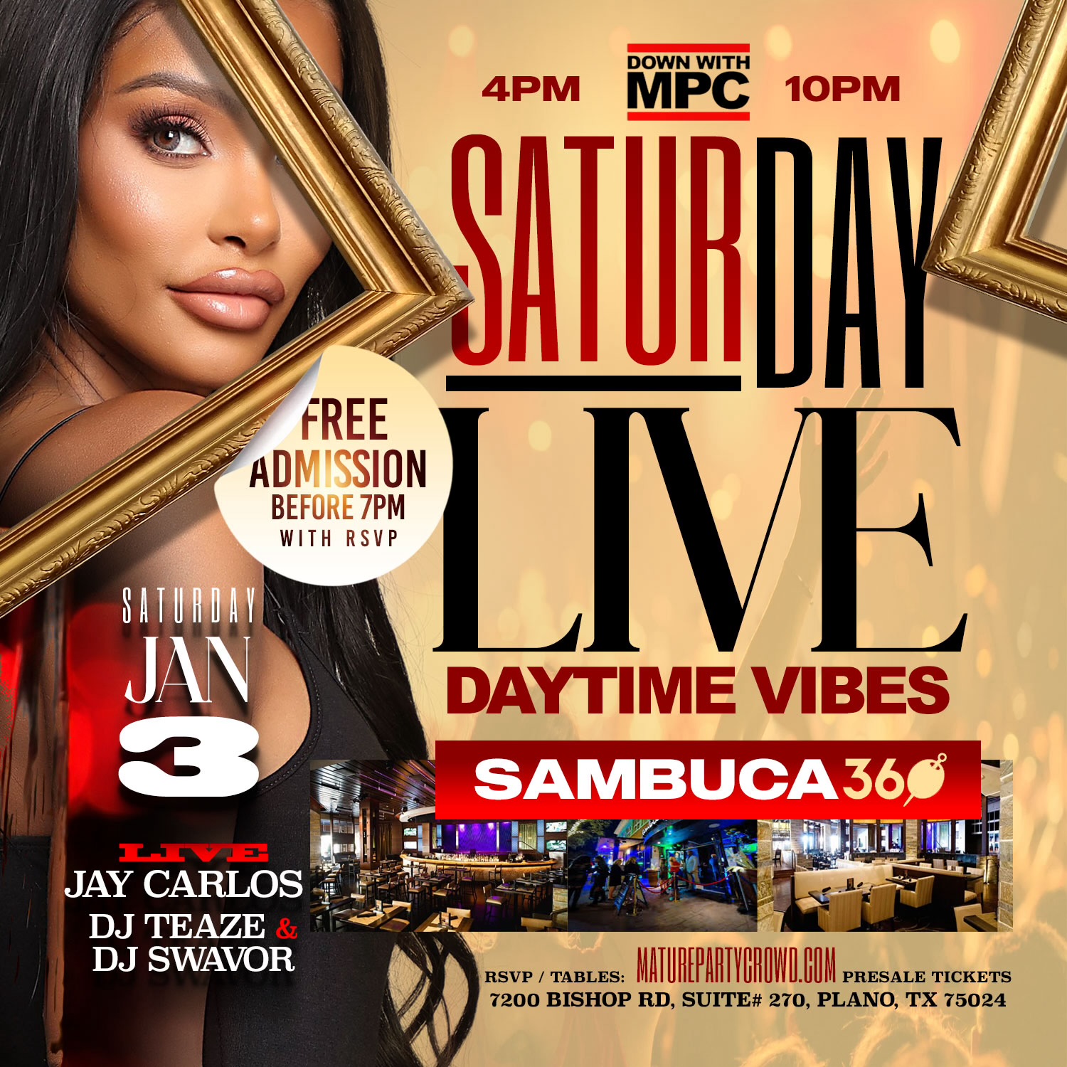 Saturday LIVE DayTime Vibes @ SAMBUCA 360 | Event Details | Mature Party Crowd